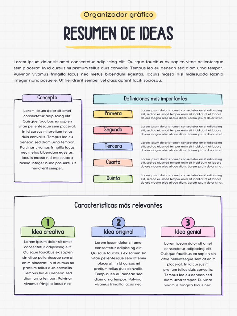 Documento A4 Organizador Gráfico de Conceptos e Ideas Resumen Moderno A ...