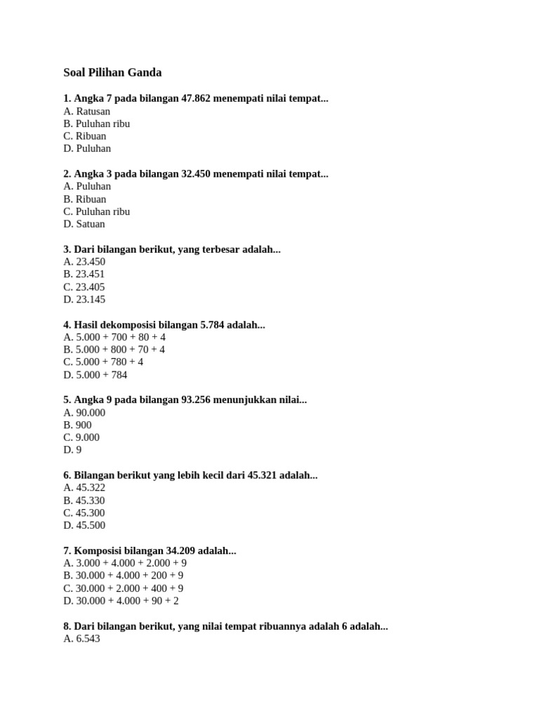 Soal Pilihan Ganda | PDF