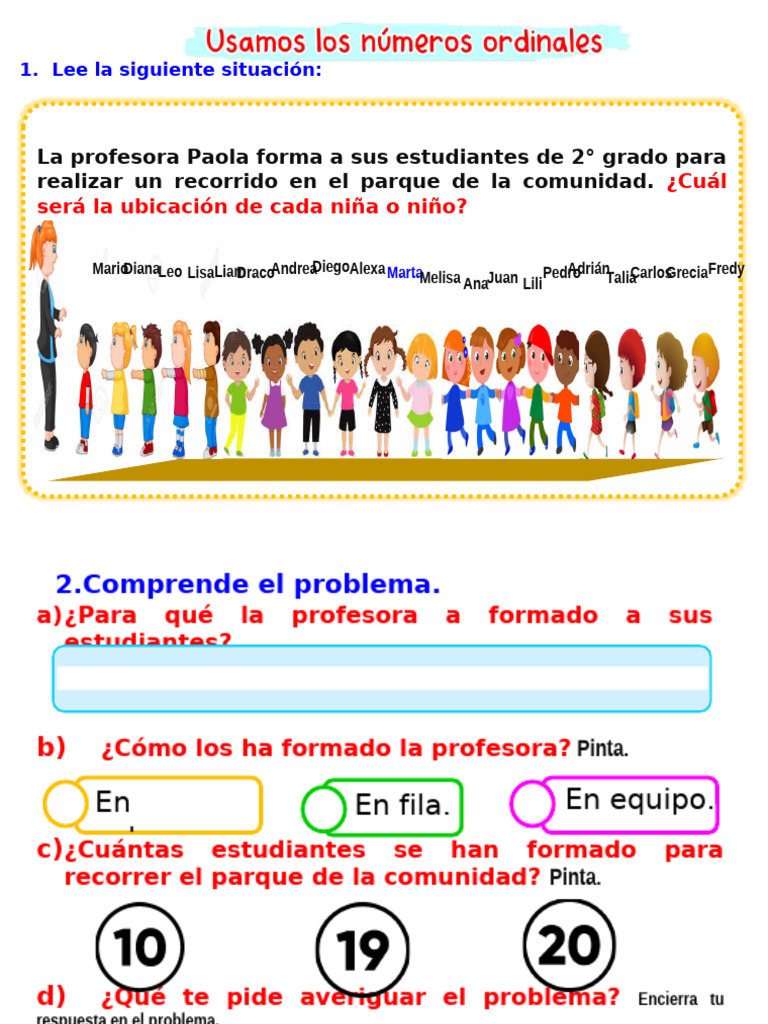 Ficha Usamos Los Ordinales Hasta El Vigesimo | PDF