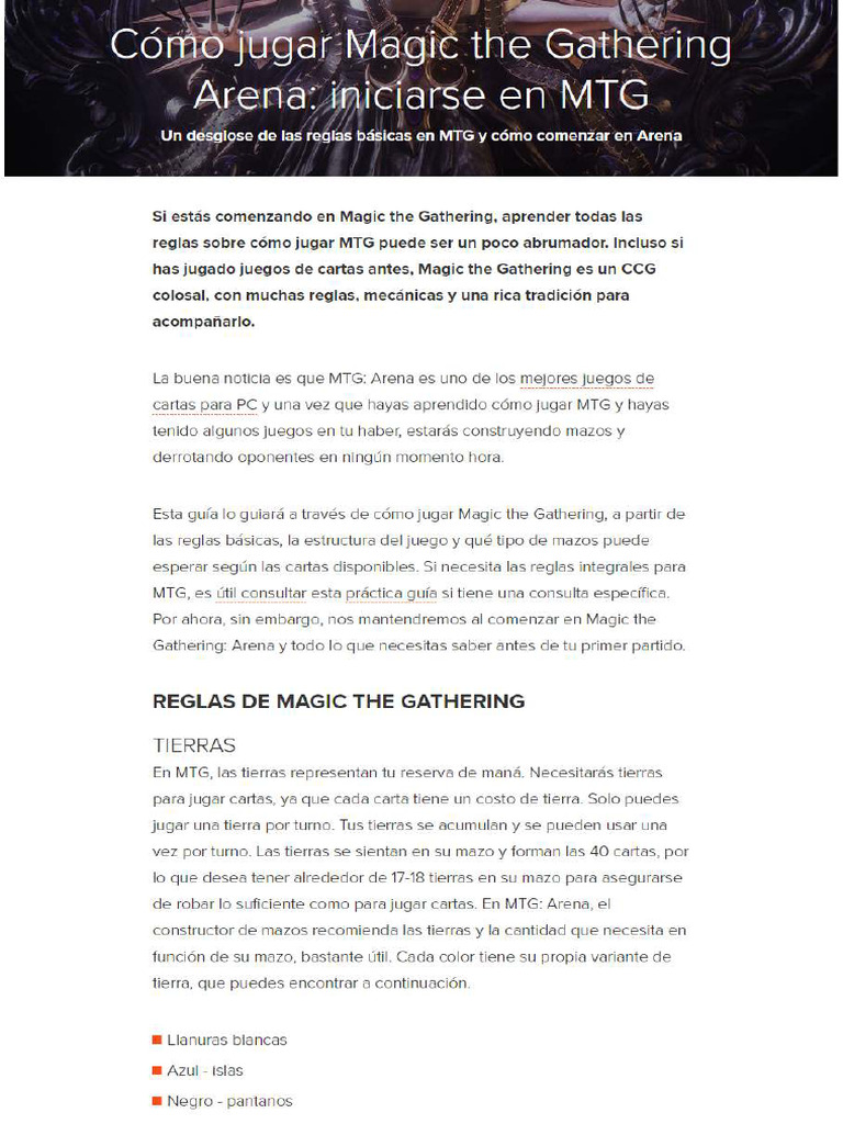 Iniciación. Como Jugar A Magic Arena | PDF