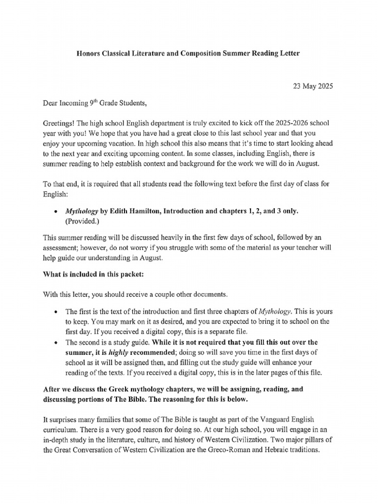 2025 Summer Reading - 9th Grade | PDF