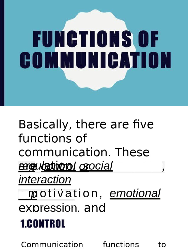 Lesson 1 Functions of Communication | PDF | Communication | Emotions