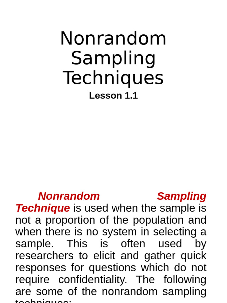 Lesson 2 Non Random and Parameters | PDF | Sampling (Statistics) | Mean