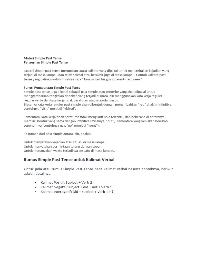 Materi Simple Past Tense | PDF