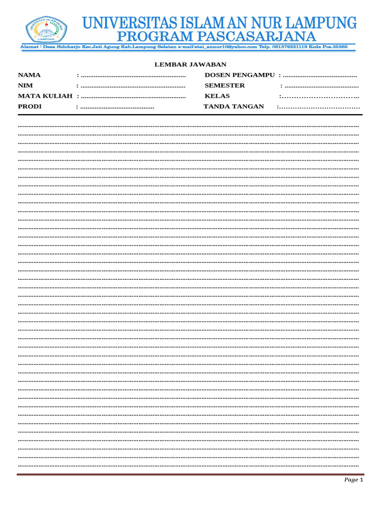 Lembar Jawaban Uas | PDF