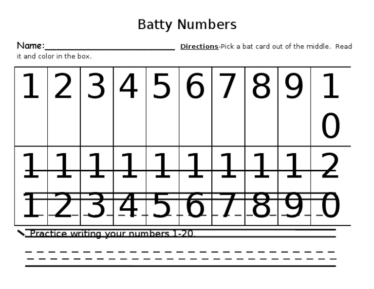Batty Numbers: Fun Number Practice | PDF