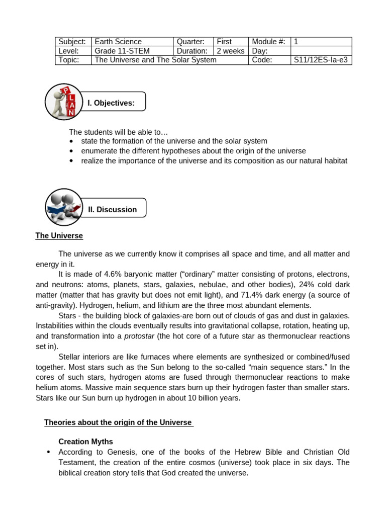 Universe and Solar System Overview | PDF | Solar System | Stars