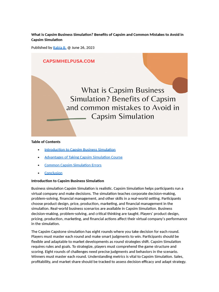 What Is Capsim Business Simulation | PDF | Simulation | Decision Making