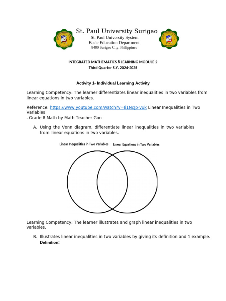 Quarter 3 Learning Module 2 | PDF | Inequality (Mathematics) | Mathematics