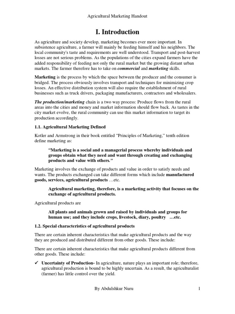 Agricultural Marketing Handout Final Ready To Print Pdf Cooperative