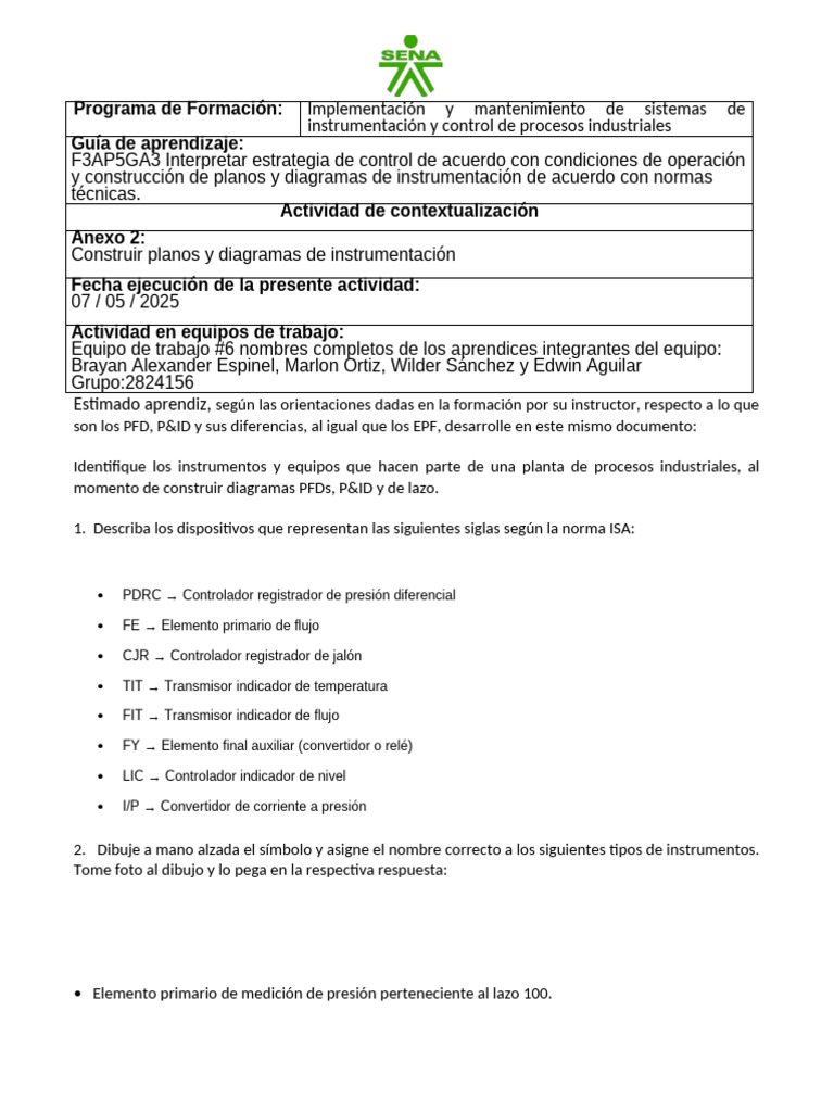 Anexo 2 Construir Planos y Diagramas de Instrumentación ...