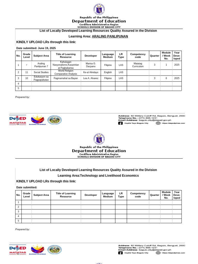 Template List-LRs - To Be Sub To | PDF | Philippines