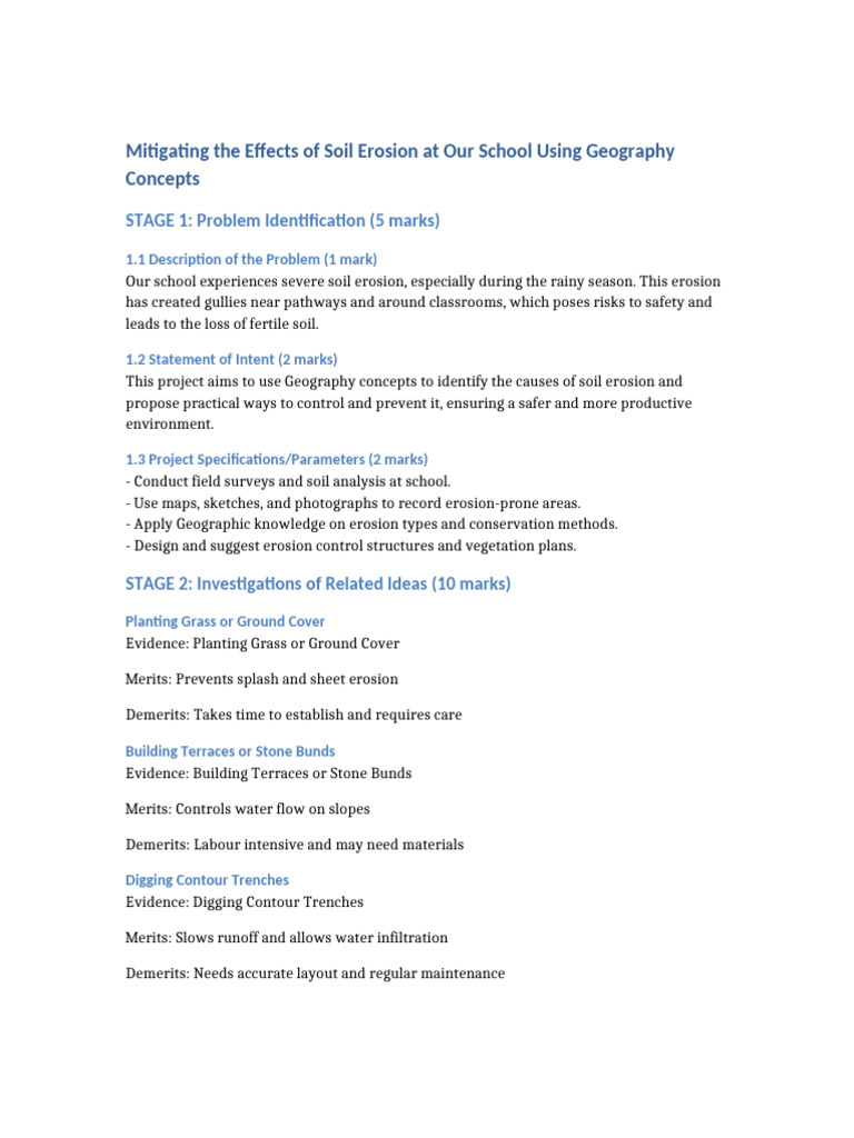 Soil Erosion Mitigation Project Proposal | PDF | Erosion | Soil