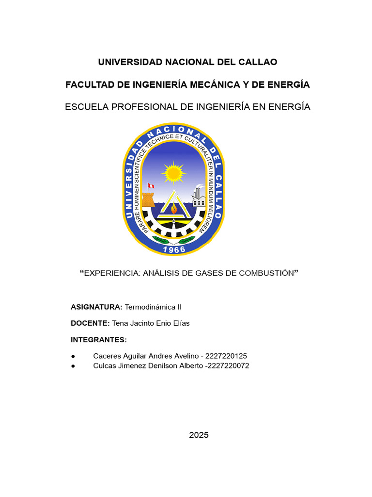 Experiencia - Análisis de Gases de Combustión | PDF | Combustión ...
