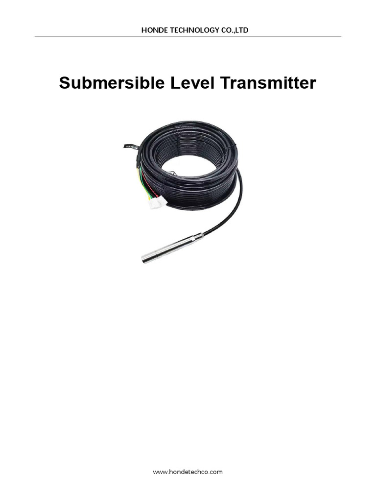Submersible Level Transmitter Datasheet | PDF | Water | Pipe (Fluid ...