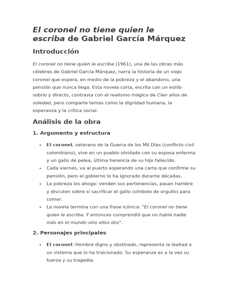 El Coronel No Tiene Quien Le Escriba | PDF