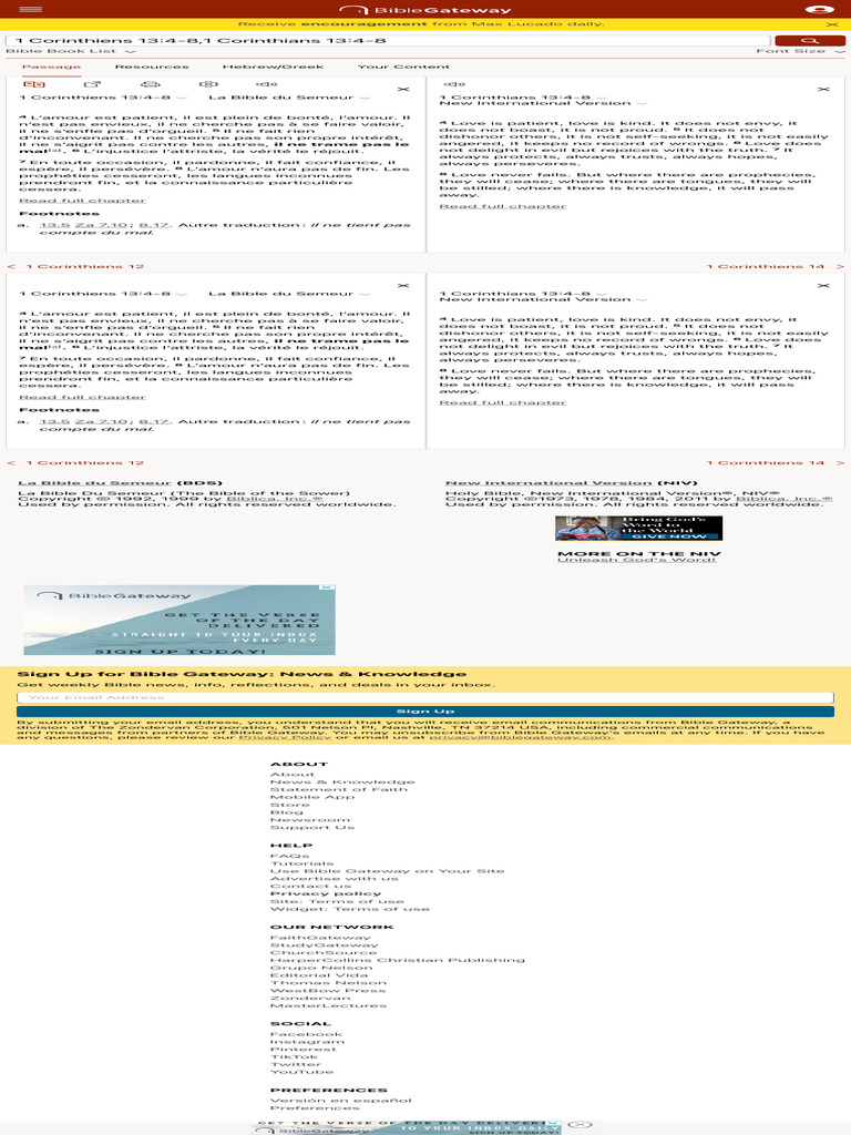 1 Corinthiens 134-8,1 Corinthians 134-8 BDS, NIV - L'Amour Est Patient ...