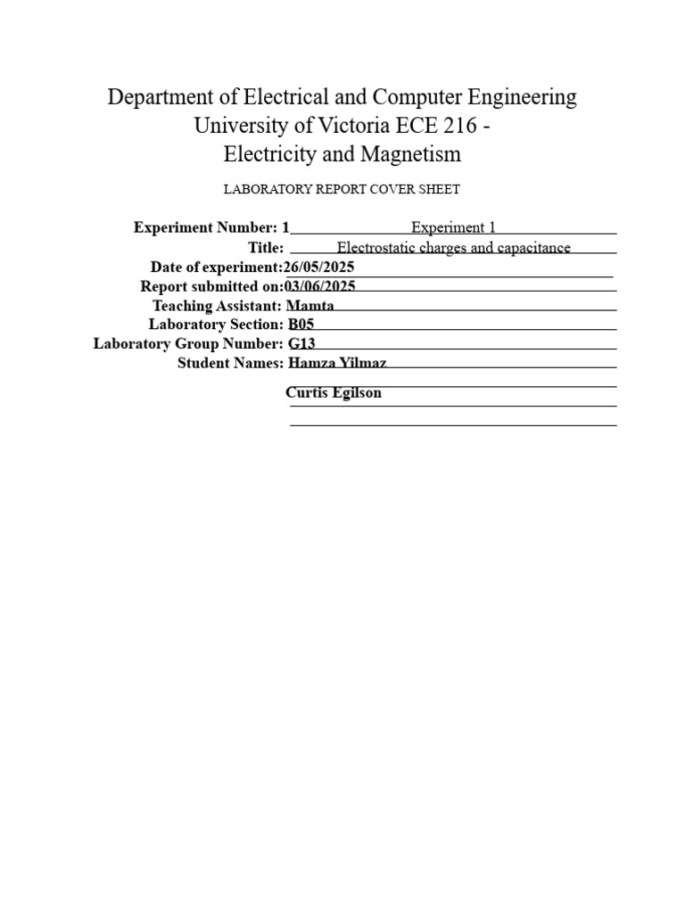 Ece216 Lab1 | PDF | Capacitance | Capacitor