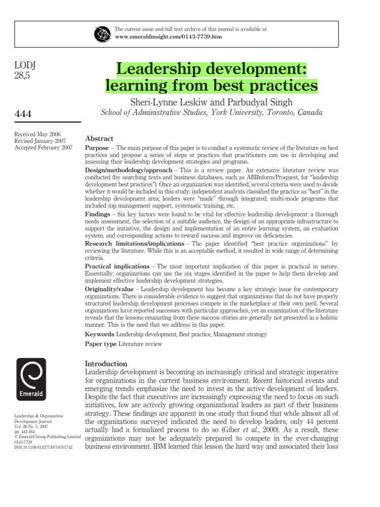 Best Practices in Leadership Development | PDF | Leadership | Learning