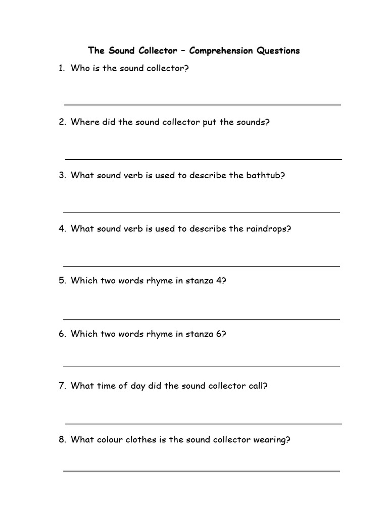 The Sound Collector Comprehension Qs | PDF