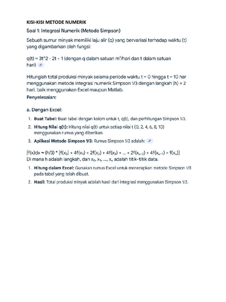 Kisi-Kisi Metode Numerik | PDF