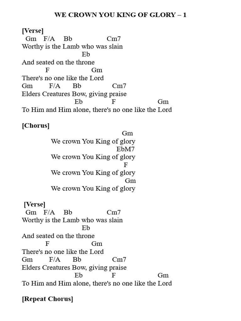We Crown You King of Glory Lyrics | PDF
