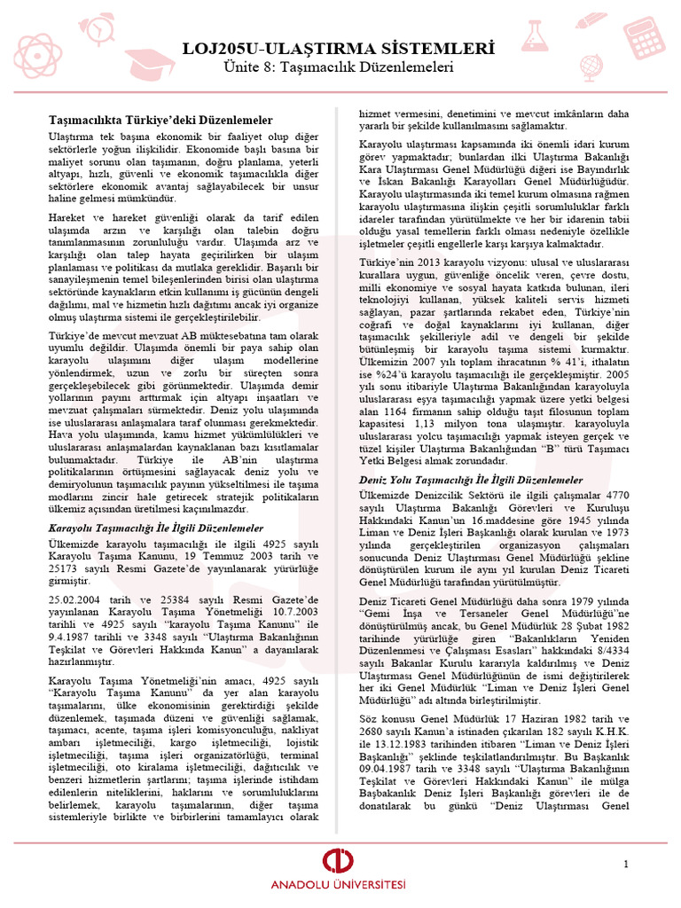 LOJ205U-ULA Tirma S Stemler: Ünite 8: Ta Imacılık Düzenlemeleri | PDF