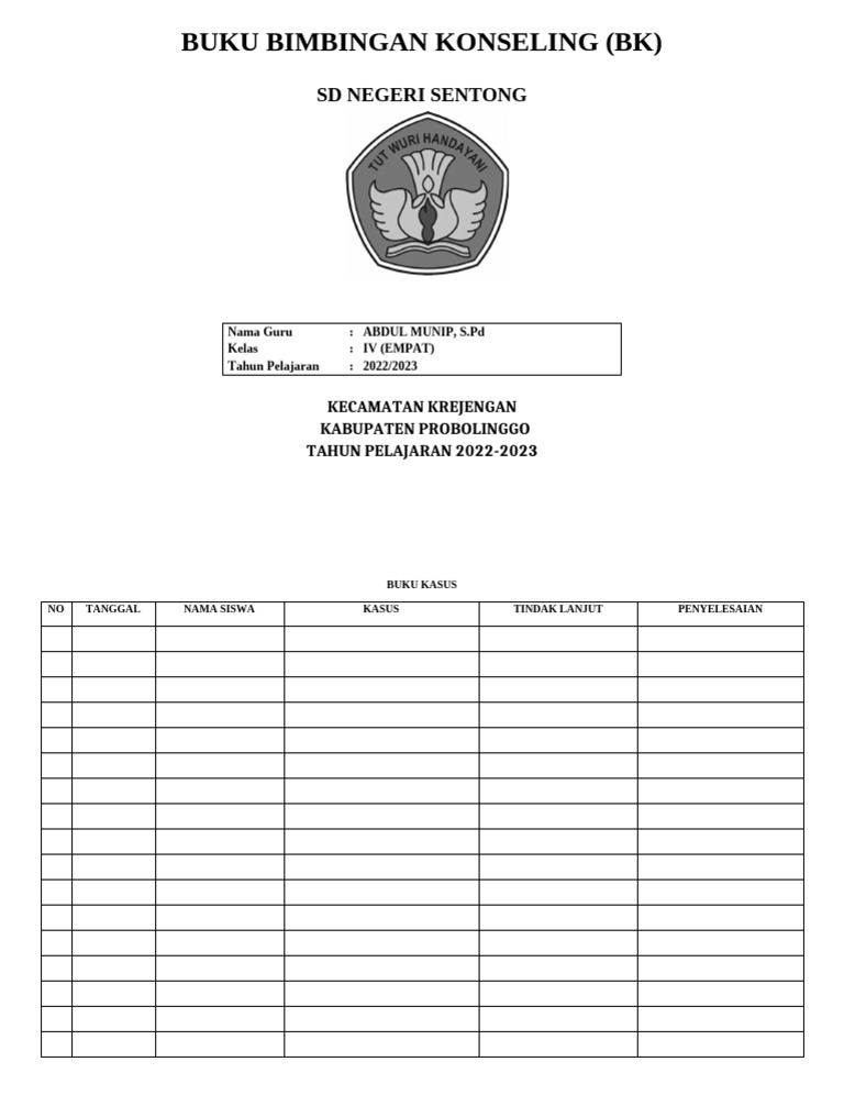 Buku BK SD Kelas IV Tahun 2022/2023 | PDF