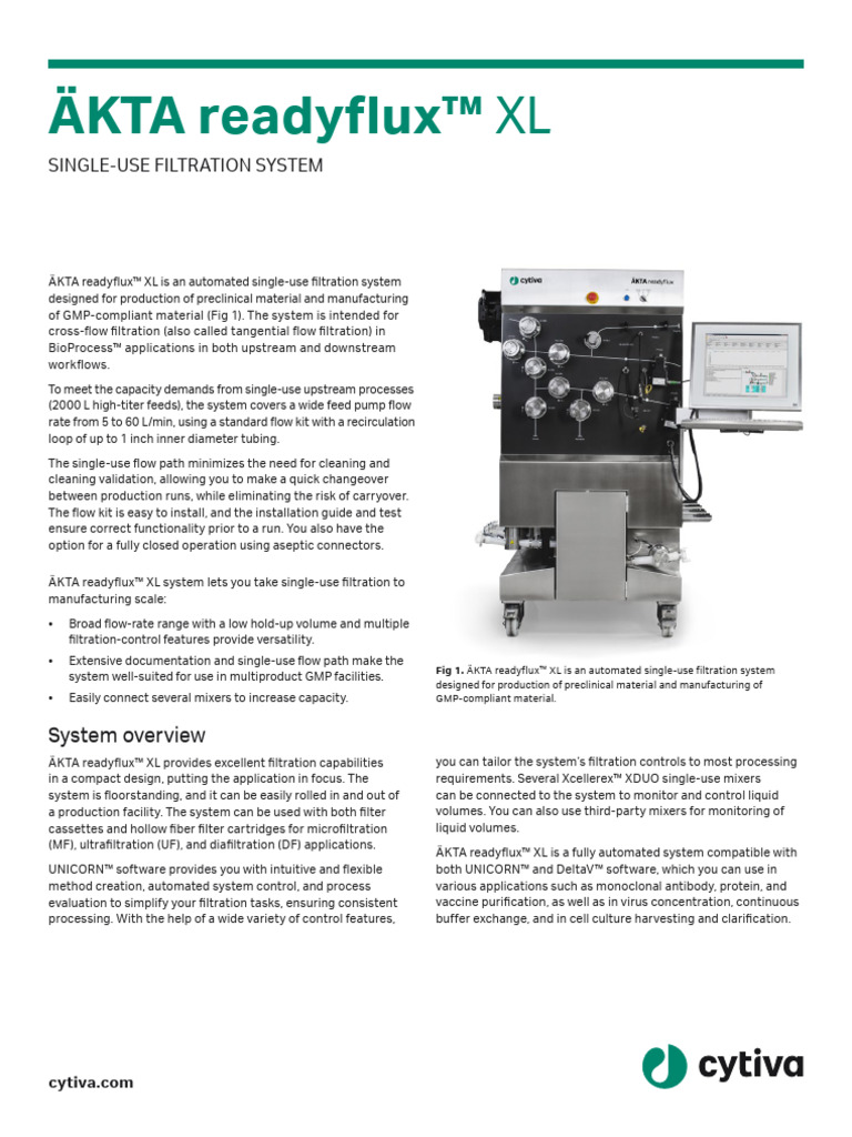 AKTA Readyflux XL Data File CY9185 27feb23 DF v05 | PDF | Pump | Filtration