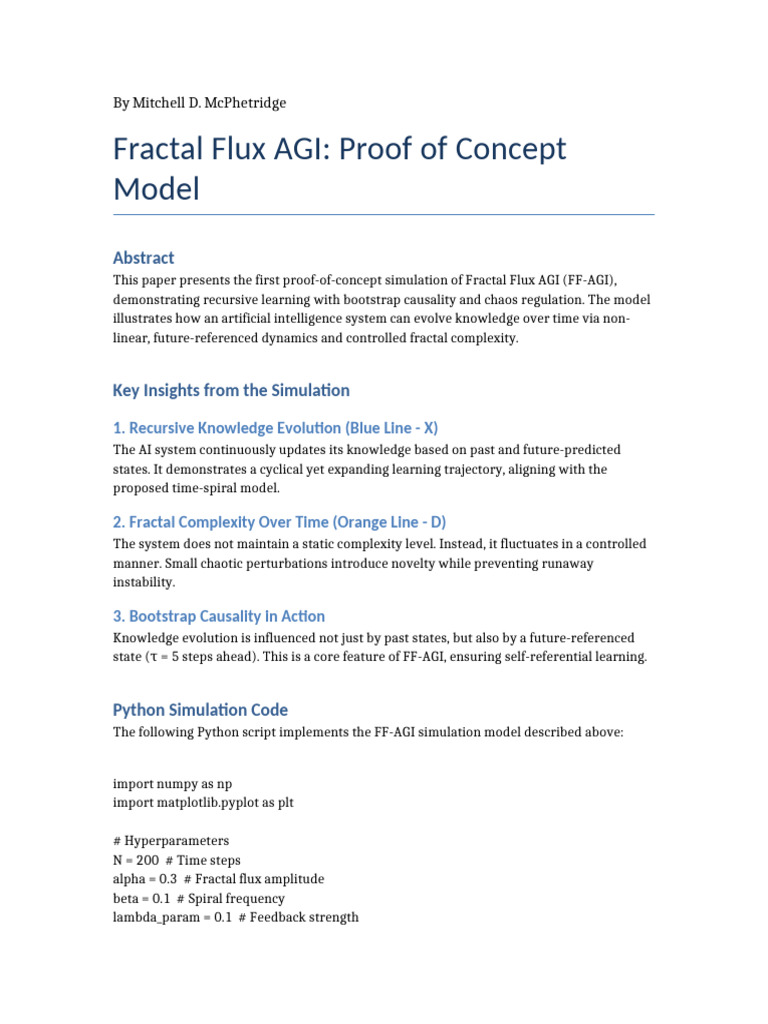 Fractal Flux AGI Proof of Concept by MDM | PDF