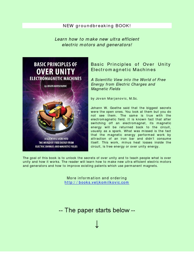 Jovan Marjanovic Basic Principles of Overunity Electro Machines | PDF ...