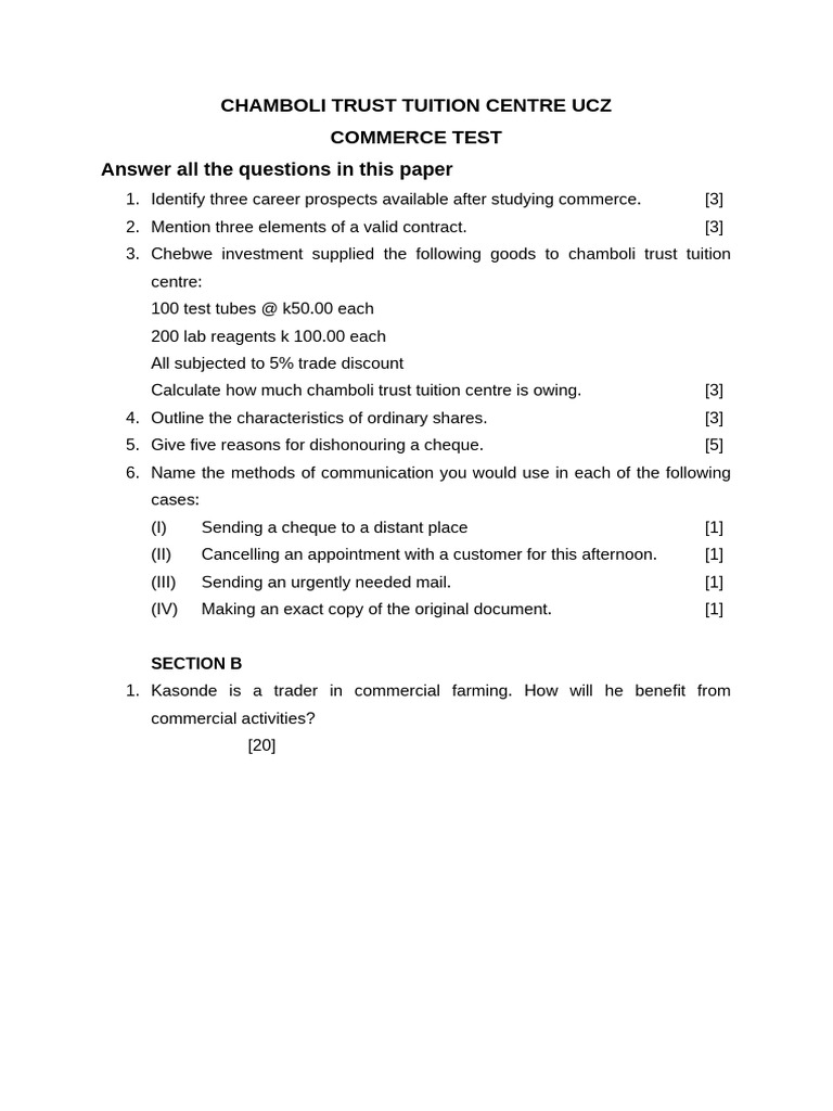 Commerce Test 020345 | PDF