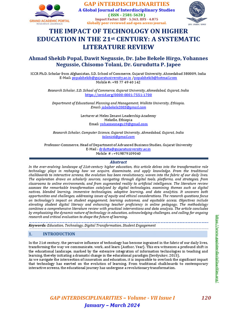 The Impact of Technology On Higher Education in The 21 ST Century - A ...