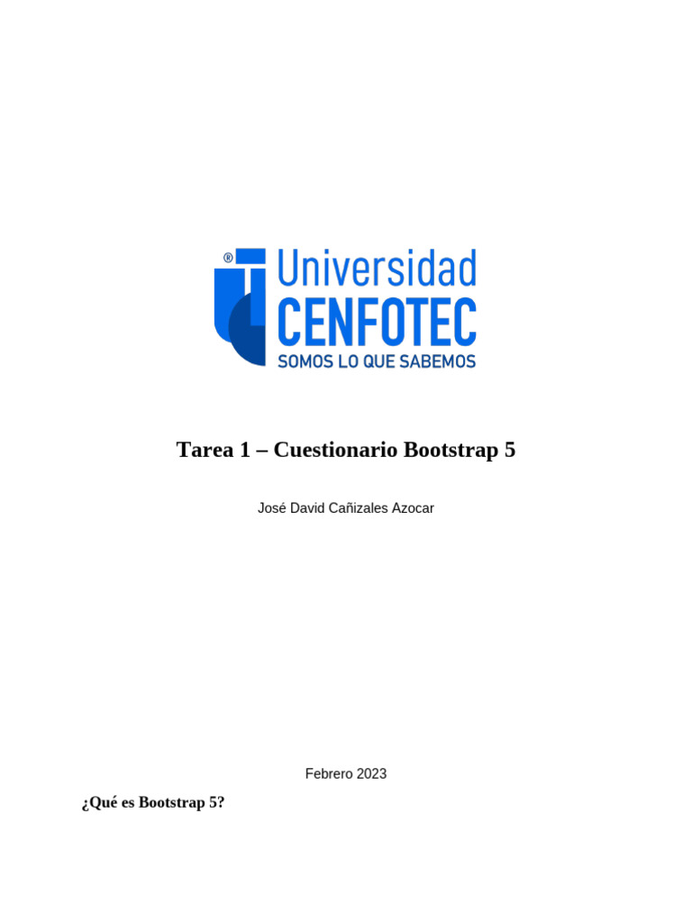 Tarea 1 | PDF | Bootstrap (marco frontal) | Red mundial