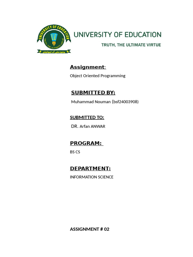 Assignment 2 ..M.nouman Bsf24003908-1 | PDF | Area | Object (Computer ...