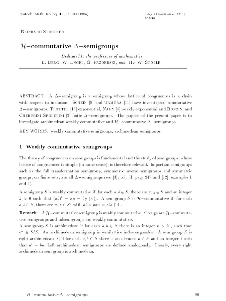 1 Weakly Commutative Semigroups | PDF | Category Theory | Mathematical Concepts