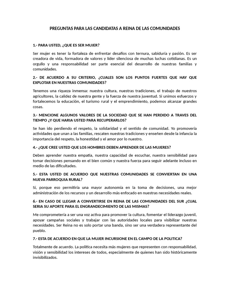 Preguntas (1) Ely | PDF | Mujer | Amor