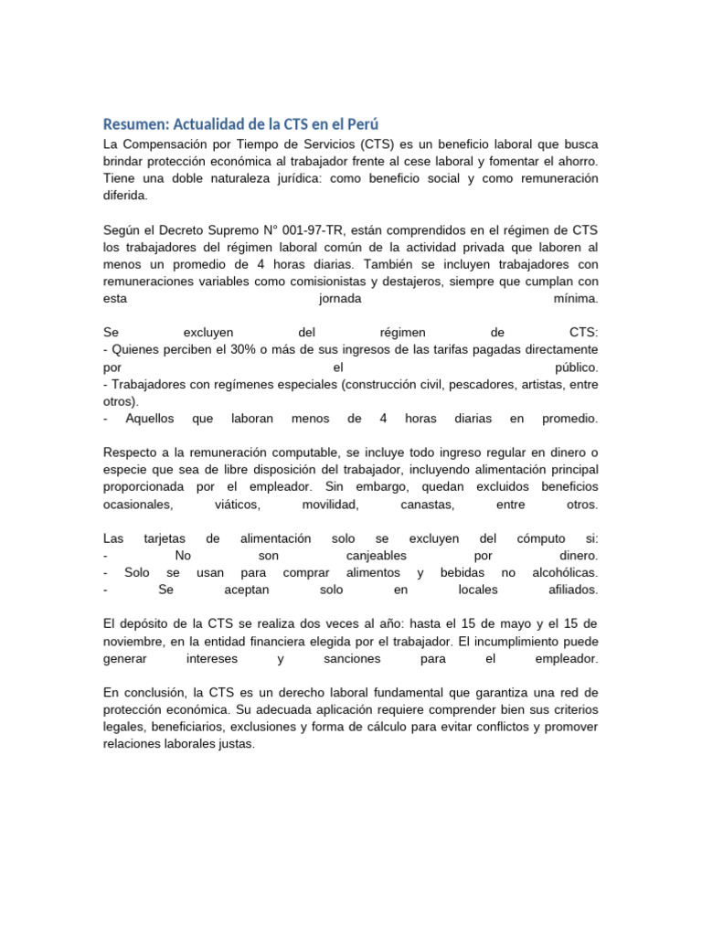 Resumen CTS Peru | PDF