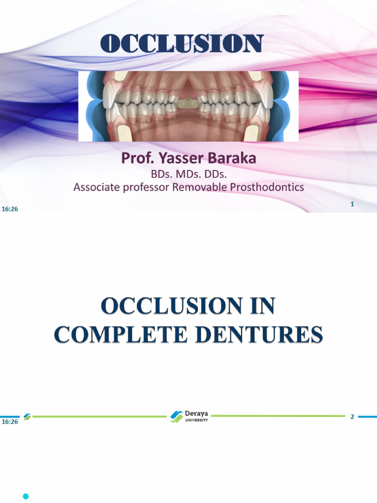 W12.Occlusion in Complete Denture | PDF | Dentures | Dentistry
