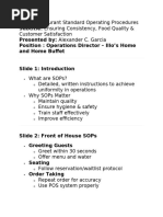 Restaurant Standard Operating Procedure | PDF | Wellness