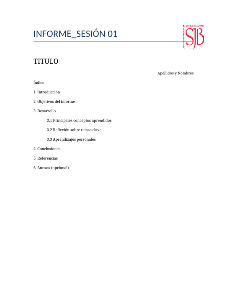 Upsjb - Modelo de Informe | PDF