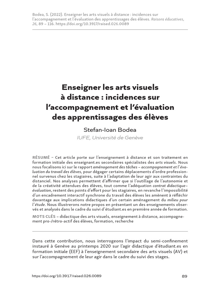 Enseignement des arts visuels à distance | PDF | BD | Formation à distance