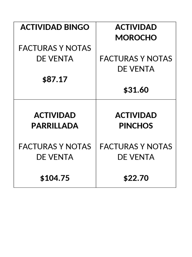 Actividad Bingo | PDF