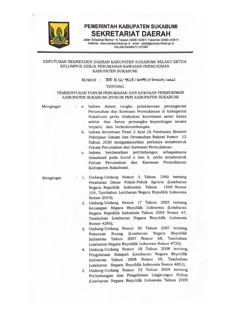 SK Forum PKP Kabupaten Sukabumi | PDF