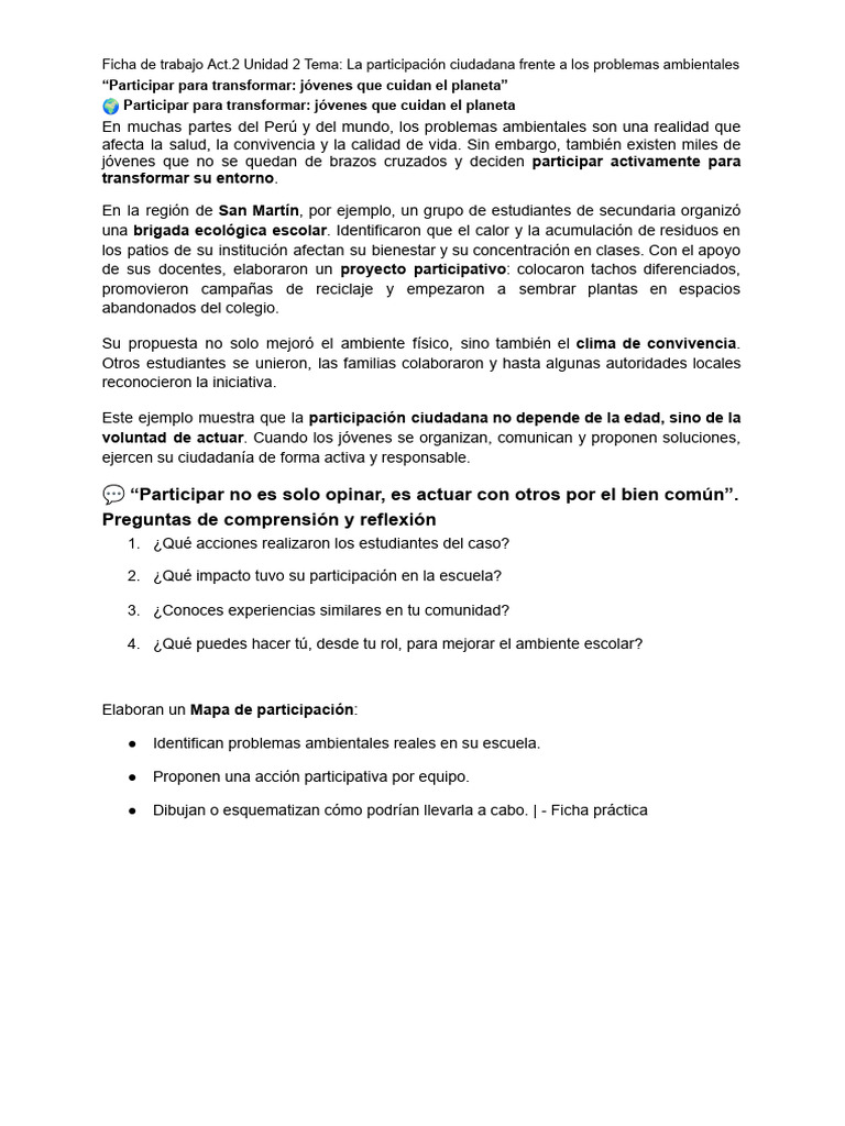 Ficha Trac - Act2.U 2 | PDF | Entorno natural