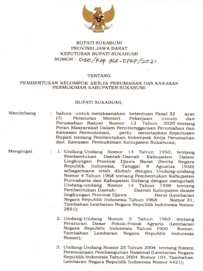 SK Pokja PKP Kabupaten Sukabumi | PDF