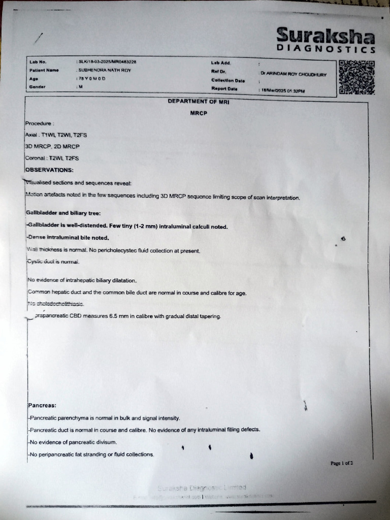 MRI Scan Report - 2nd - SNRoy - 1 | PDF