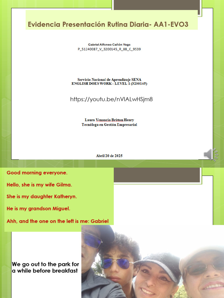 Presentacion Rutina Diaria-Aa1-Evo3 | PDF