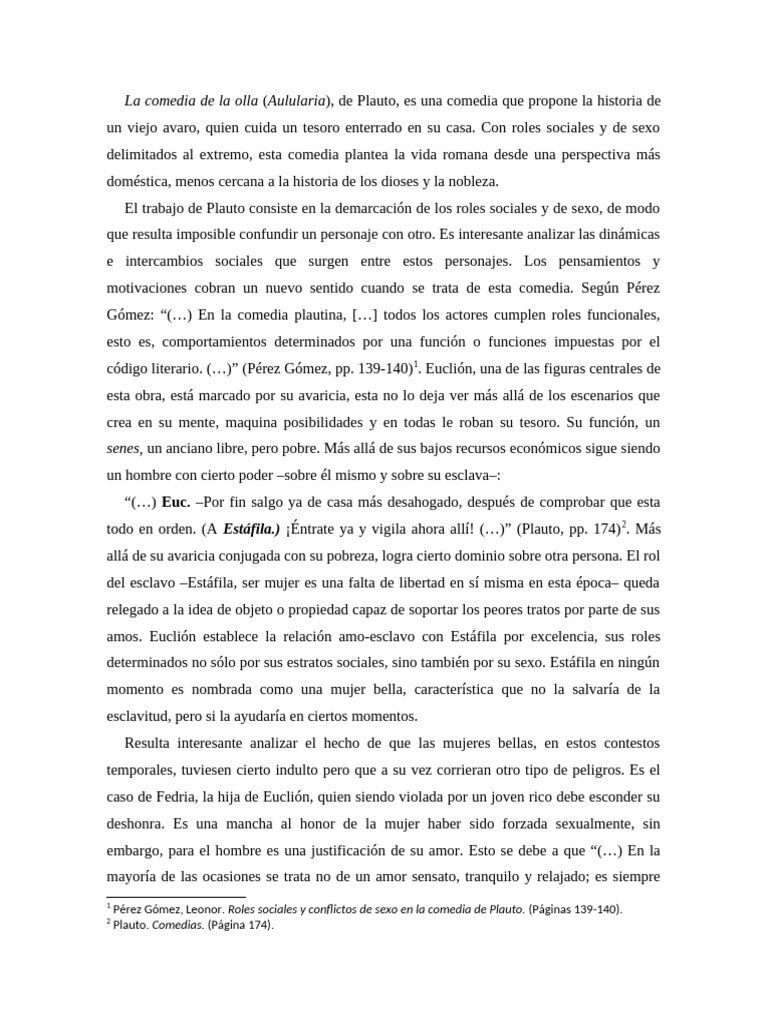 Problematización-Plauto Aulularia | PDF