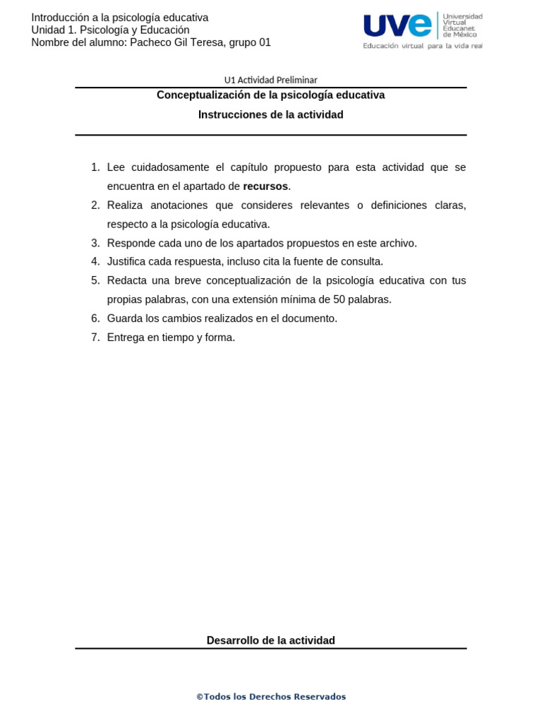 U1 AP Conceptualizacion | PDF | Sicología | Psicología Educacional